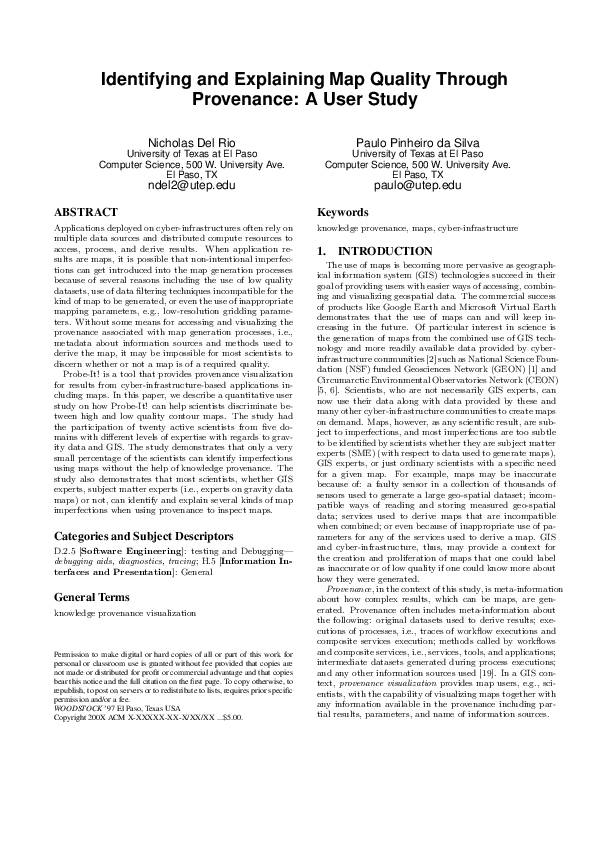 (PDF) Identifying and Explaining Map Quality Through Provenance: A User ...