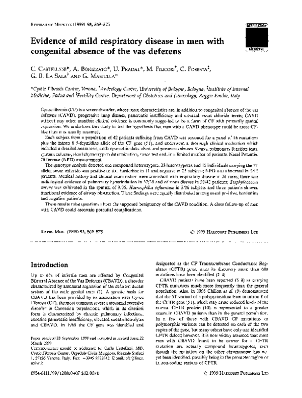 (PDF) Congenital bilateral absence of the vas deferens | Mauricio ...
