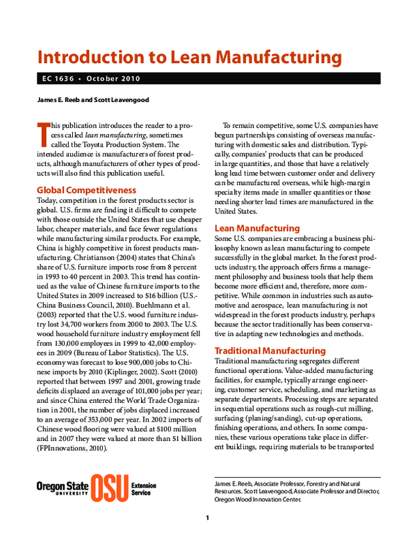 (PDF) Introduction to Lean Manufacturing