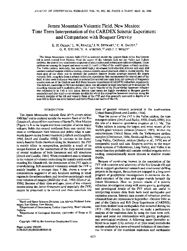 (PDF) Jemez Mountains volcanic field, New Mexico: Time term ...