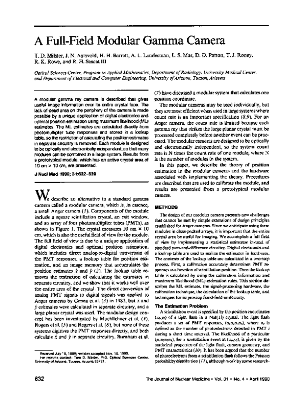 (PDF) Design of a Modular Full-Field Gamma Ray Camera