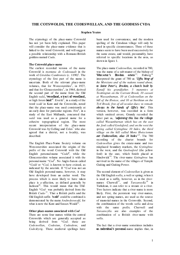 (PDF) The Cotswolds, the Codeswellan, and the goddess Cuda