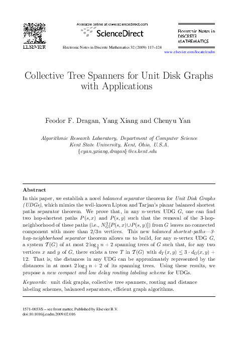 (PDF) Collective Tree Spanners for Unit Disk Graphs with Applications