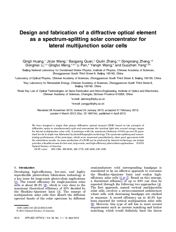 (PDF) Single element spectral splitting solar concentrator for multiple cells CPV system ...