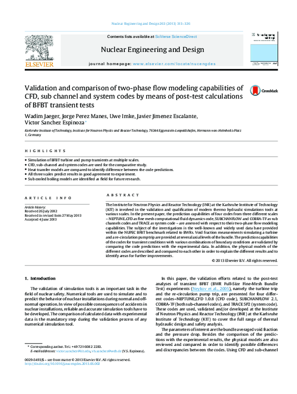 (PDF) Validation and comparison of two-phase flow modeling capabilities of CFD, sub channel and ...