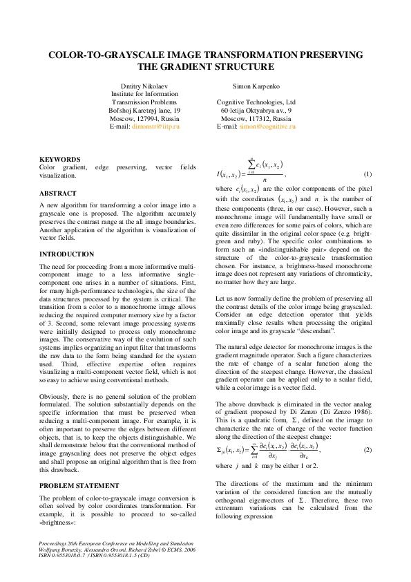 (PDF) Color-To-Grayscale Image Transformation Preserving The Gradient ...