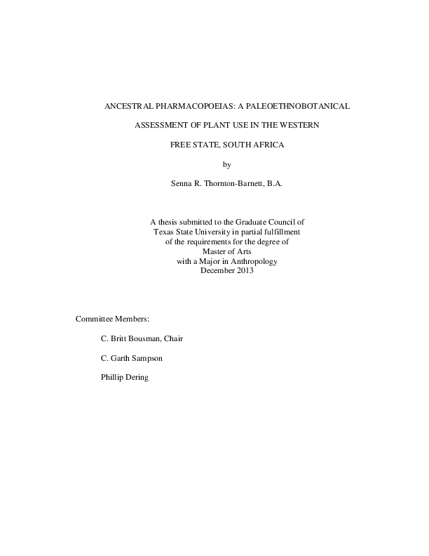 (PDF) Ancestral pharmacopoeias: a paleoethnobotanical assessment of ...