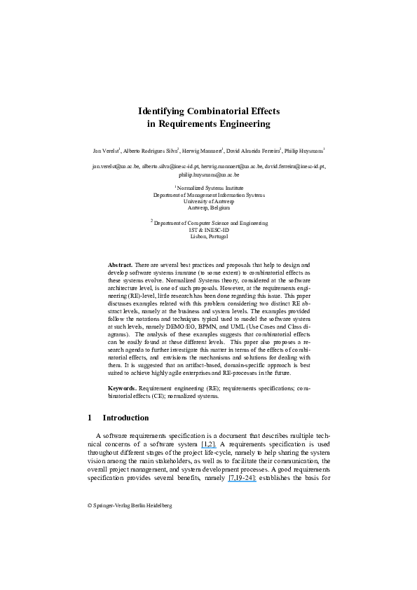 (PDF) Identifying Combinatorial Effects in Requirements Engineering