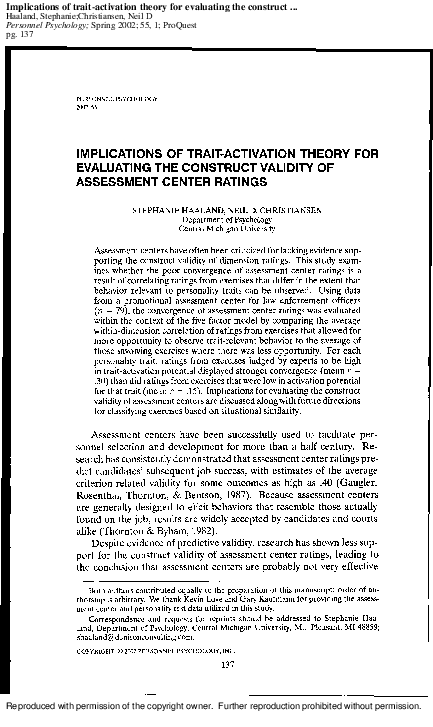 (PDF) IMPLICATIONS OF TRAIT-ACTIVATION THEORY FOR EVALUATING THE ...
