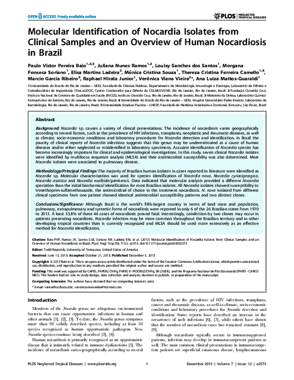 (PDF) Molecular Identification of Nocardia Isolates from Clinical ...