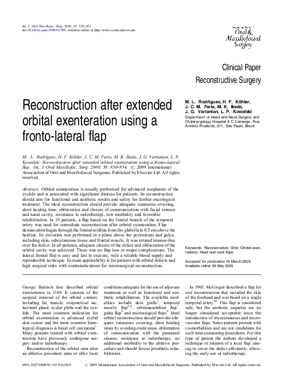 (PDF) Reconstruction after extended orbital exenteration using a fronto ...