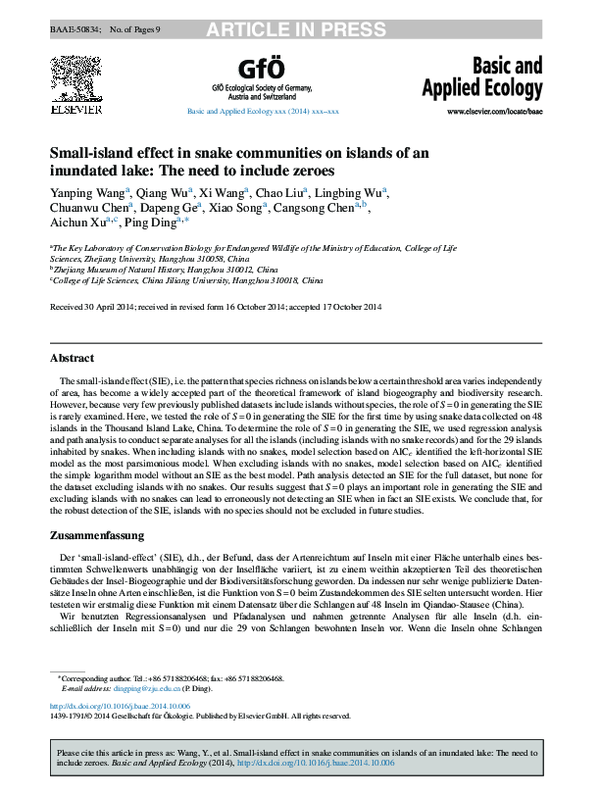 (PDF) Small-island effect in snake communities on islands of an ...