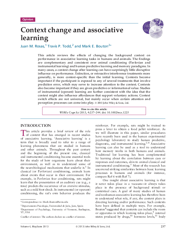 (PDF) Context change and associative learning