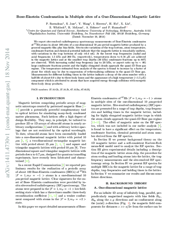 (PDF) Radio-frequency spectroscopy of a linear array of Bose-Einstein ...