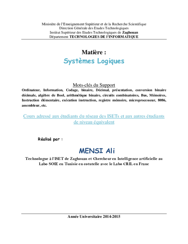 (PDF) Systèmes Logiques