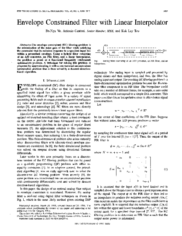 Pdf Envelope Constrained Filter With Linear Interpolator