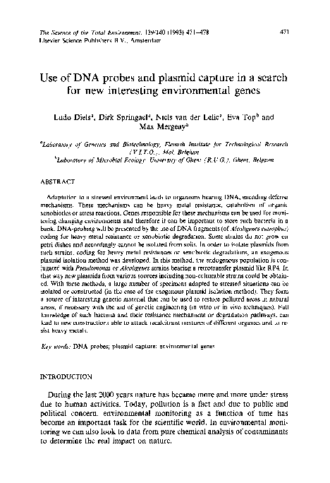 Pdf Use Of Dna Probes And Plasmid Capture In A Search For New