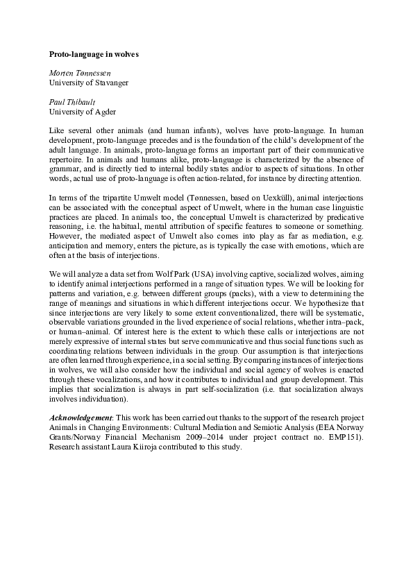 (PDF) Proto-language in wolves