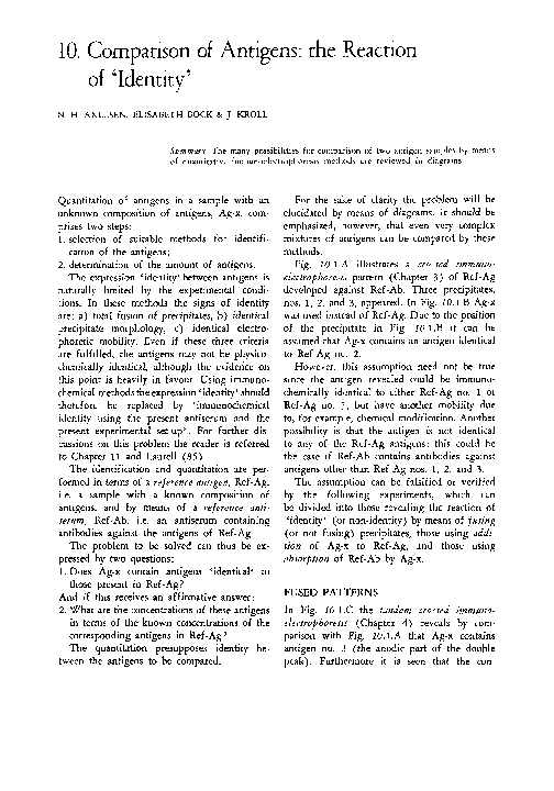 (PDF) Comparison of Antigens: the Reaction of “Identity”