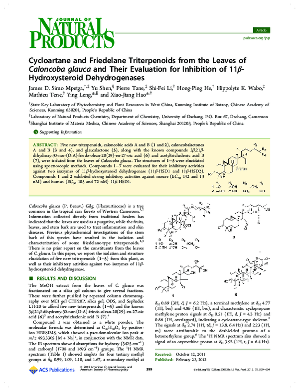 (PDF) Cycloartane and Friedelane Triterpenoids from the Leaves of ...