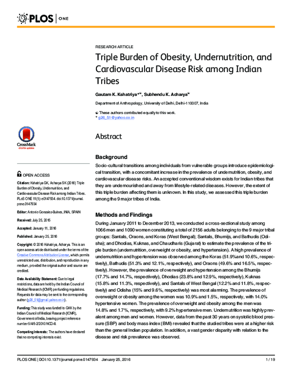 (PDF) Triple Burden of Obesity, Undernutrition, and Cardiovascular ...