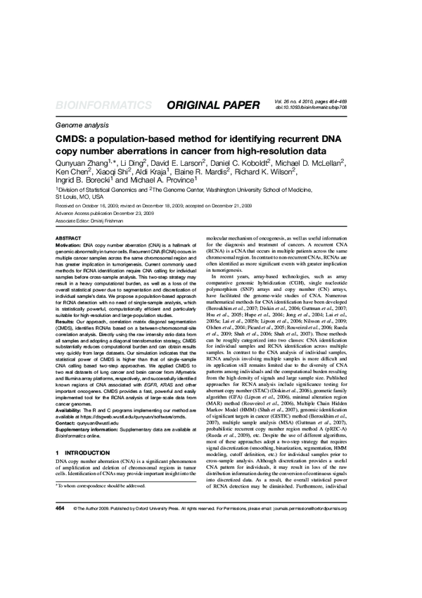 (PDF) CMDS: a population-based method for identifying recurrent DNA copy number aberrations in ...