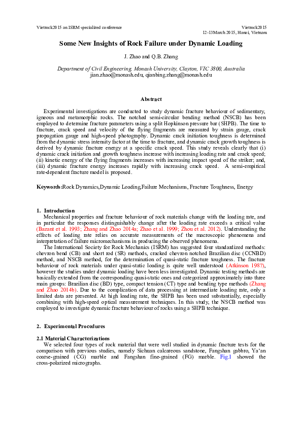 (PDF) Some New Insights of Rock Failure under Dynamic Loading