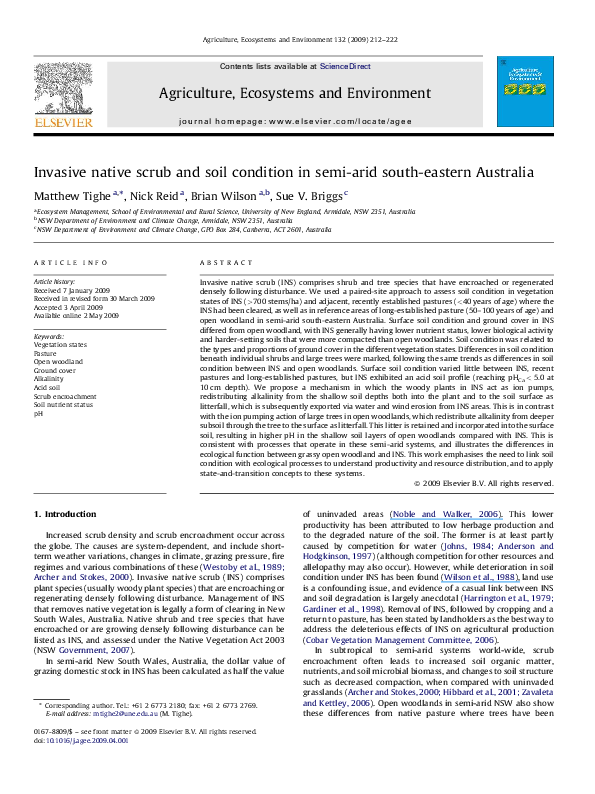 (PDF) Invasive native scrub and soil condition in semi-arid south ...