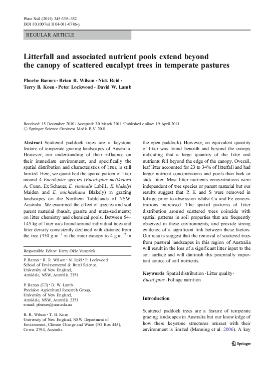 (PDF) Litterfall and associated nutrient pools extend beyond the canopy ...