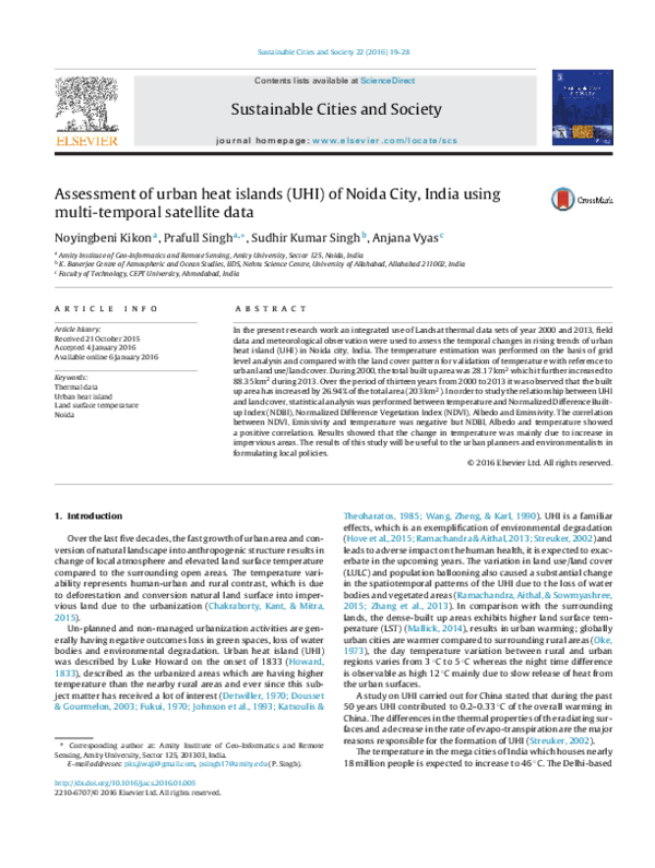 (PDF) Assessment of urban heat islands (UHI) of Noida City, India ...