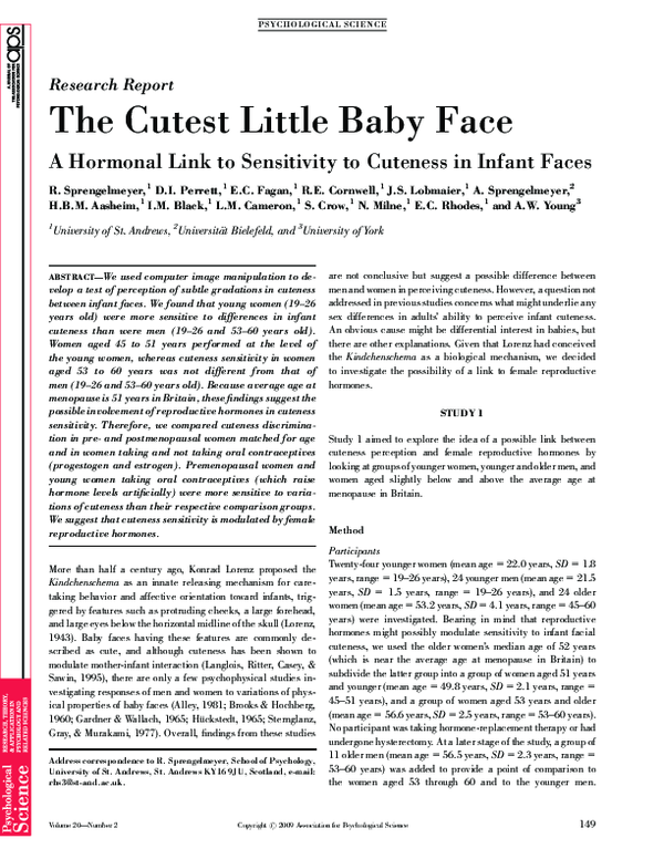 (PDF) The cutest little baby face: A hormonal link to sensitivity to ...