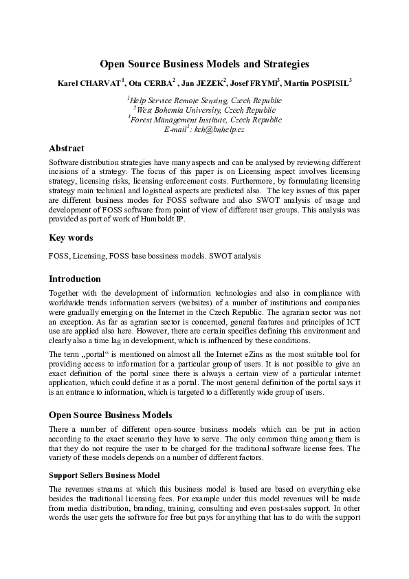 (PDF) Open Source Business Models and Strategies