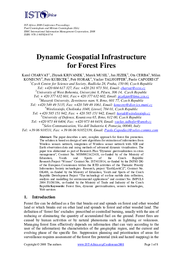 (PDF) Dynamic Geospatial Infrastructure for Forest Fires