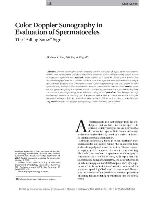 (PDF) Color Doppler sonography in evaluation of spermatoceles: the ...