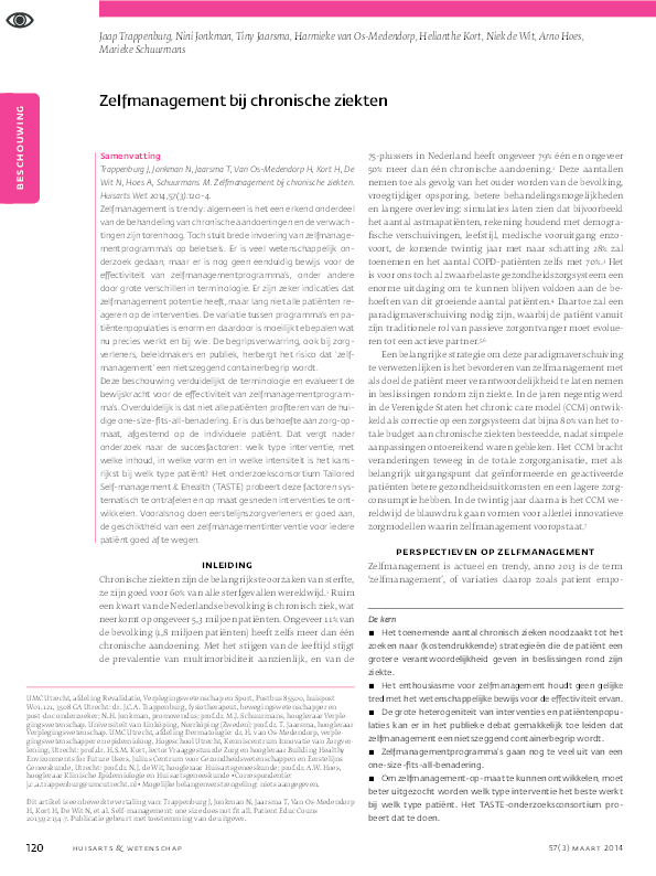 (PDF) Zelfmanagement bij chronische ziekten