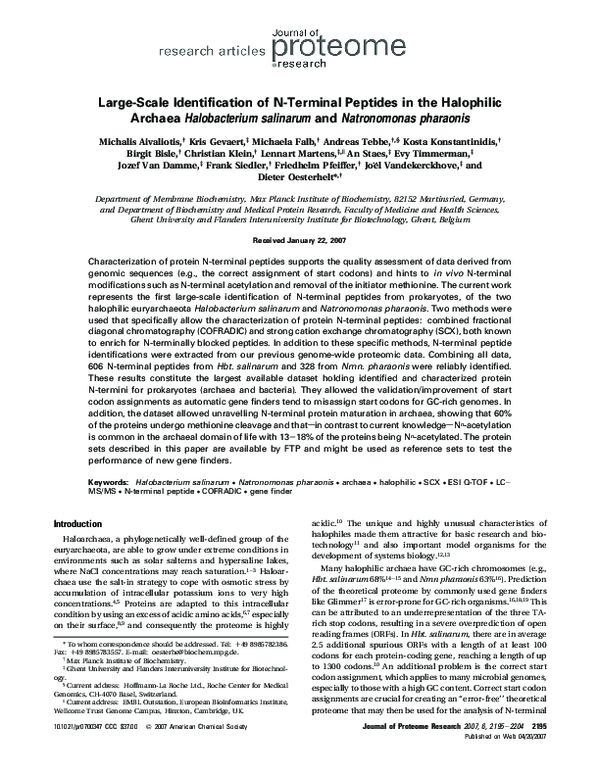 (PDF) Large-Scale Identification of N-Terminal Peptides in the ...