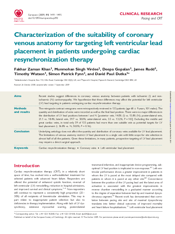 (PDF) Coronary Sinus Anatomy on CT Venography Compared with Manual ...