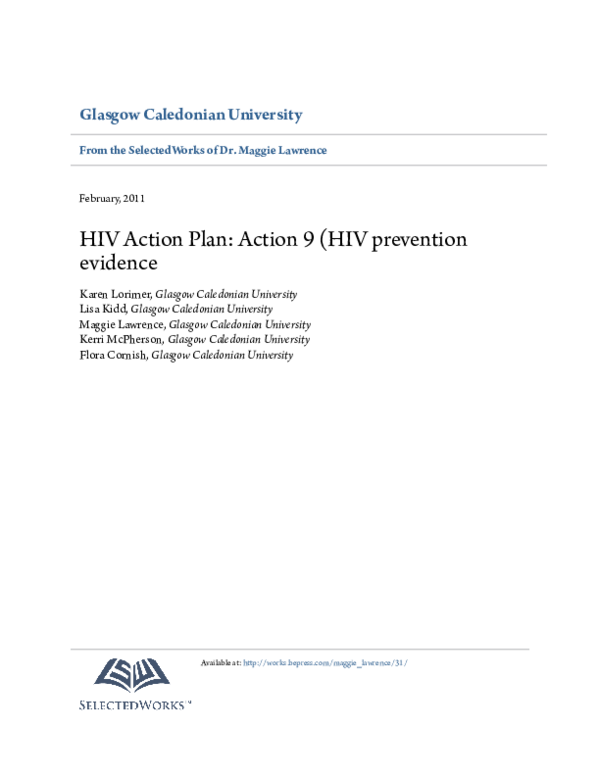 (PDF) HIV Action Plan: Action 9 (HIV prevention evidence