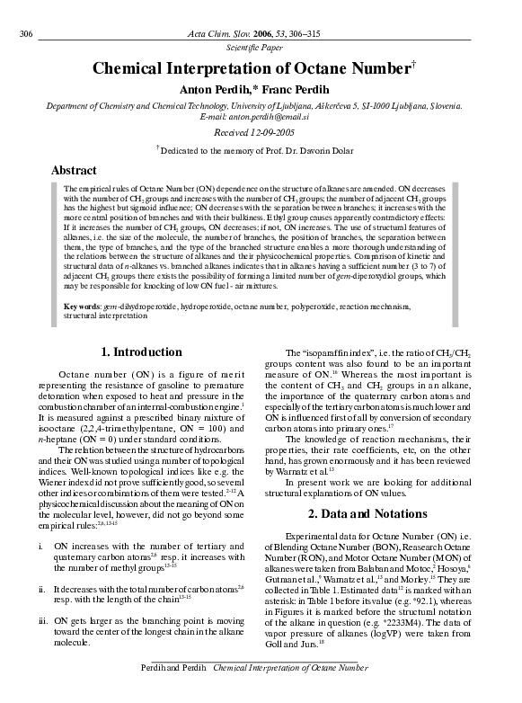 (PDF) Chemical Interpretation of Octane Number