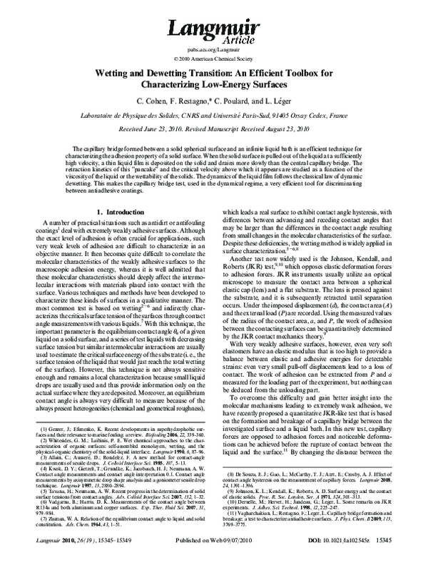 (PDF) Wetting and Dewetting Transition: An Efficient Toolbox for ...