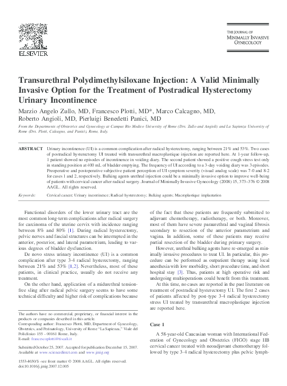 (PDF) Transurethral Polydimethylsiloxane Injection: A Valid Minimally ...
