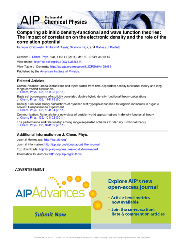 Pdf Comparing Ab Initio Density Functional And Wave Function Theories
