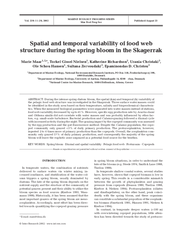 (PDF) Spatial and temporal variability of food web structure during the spring bloom in the ...