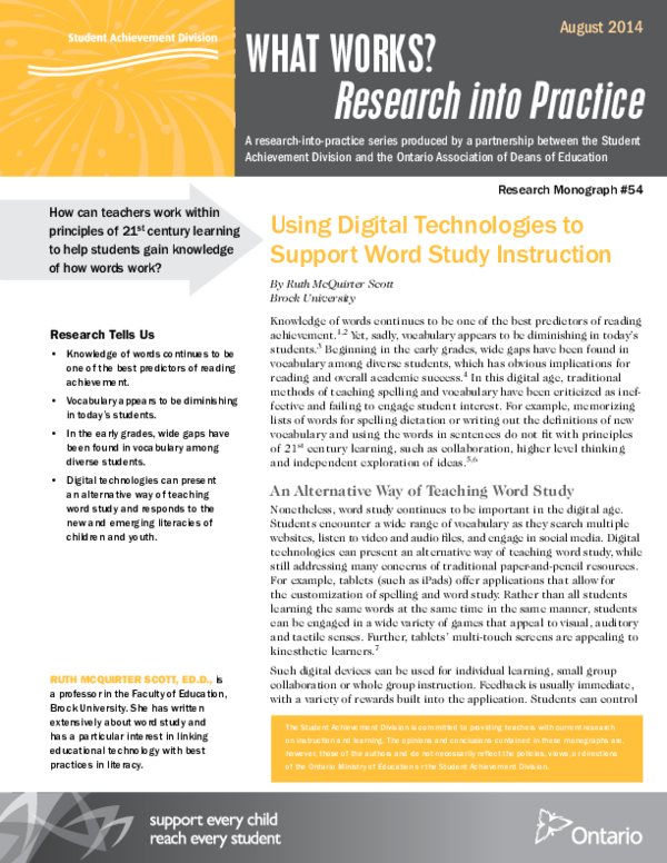 (PDF) WHAT WORKS? Research into Practice