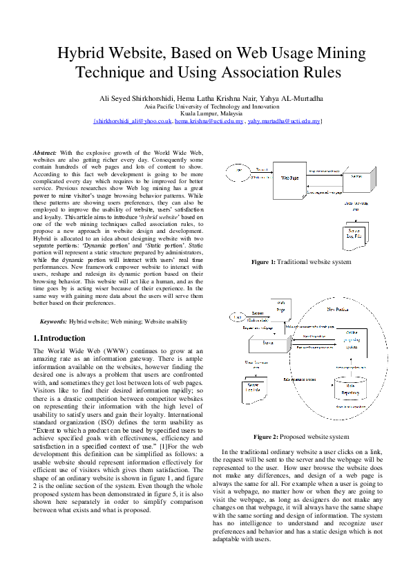 Pdf Hybrid Website Based On Web Usage Mining Technique And Using