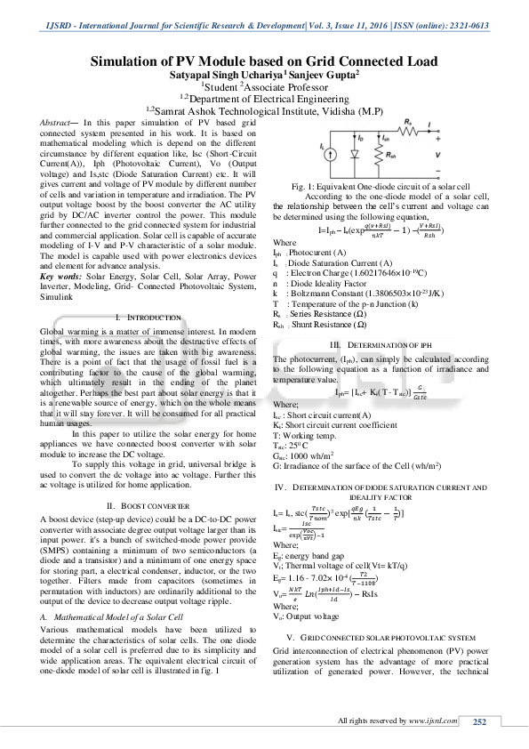 (PDF) Simulation of PV Module Based on Grid Connected Load