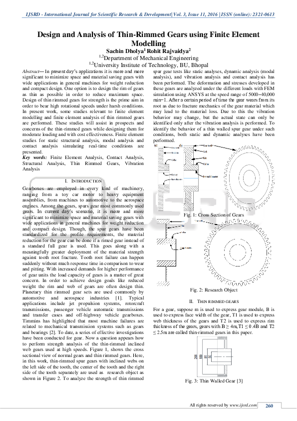 (PDF) Design and Analysis of Thin-Rimmed Gears Using Finite Element ...