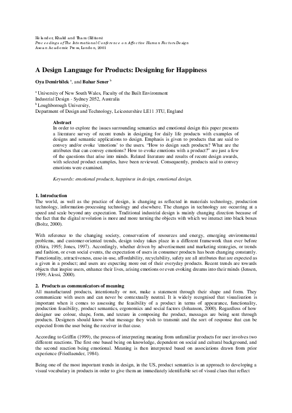 (PDF) A design language for products: Designing for happiness