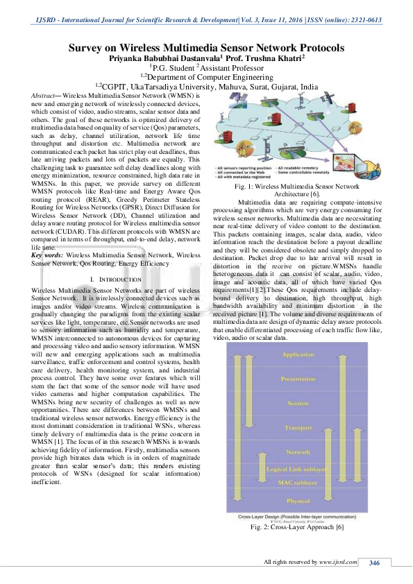 (PDF) Survey on Wireless Multimedia Sensor Network Protocols | IJSRD Journal - Academia.edu