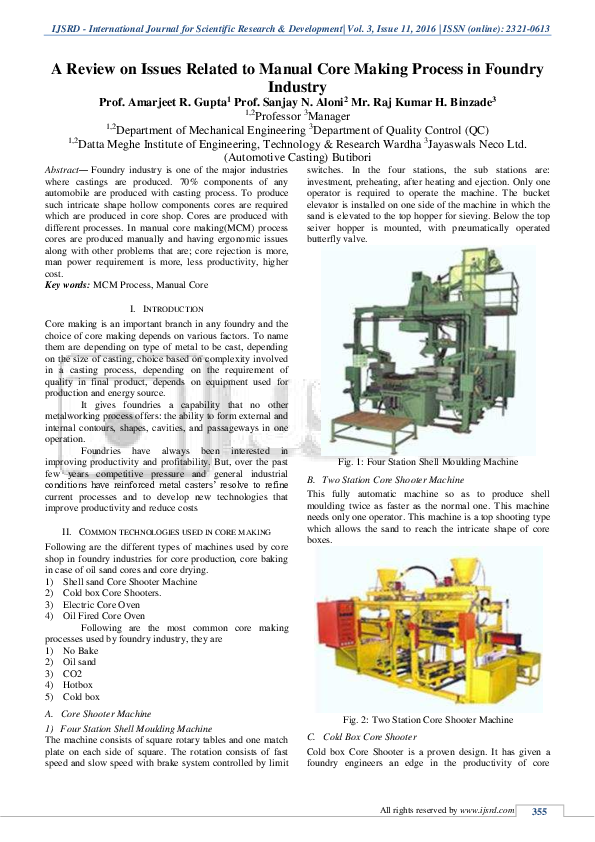 (PDF) A Review on Issues Related To Manual Core Making Process in ...